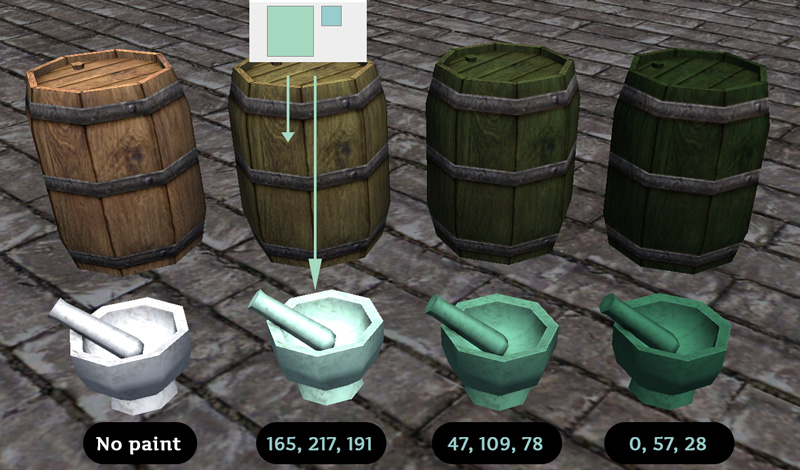 Change colour runes to show their colour on the rune itself ...